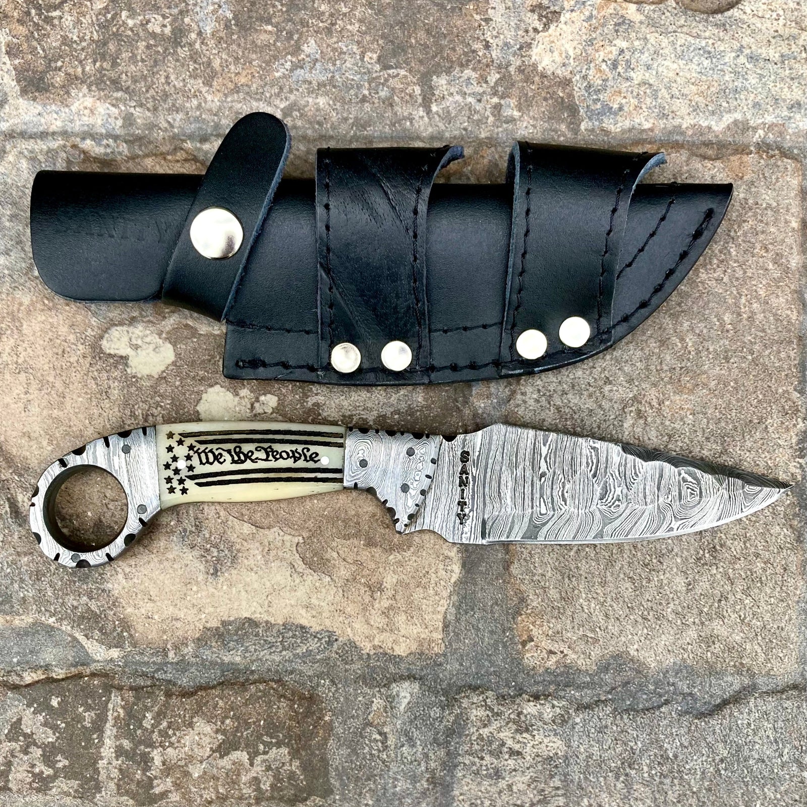 9” Al Capone - “We The People” Bone - Damascus - Horizontal & Vertical