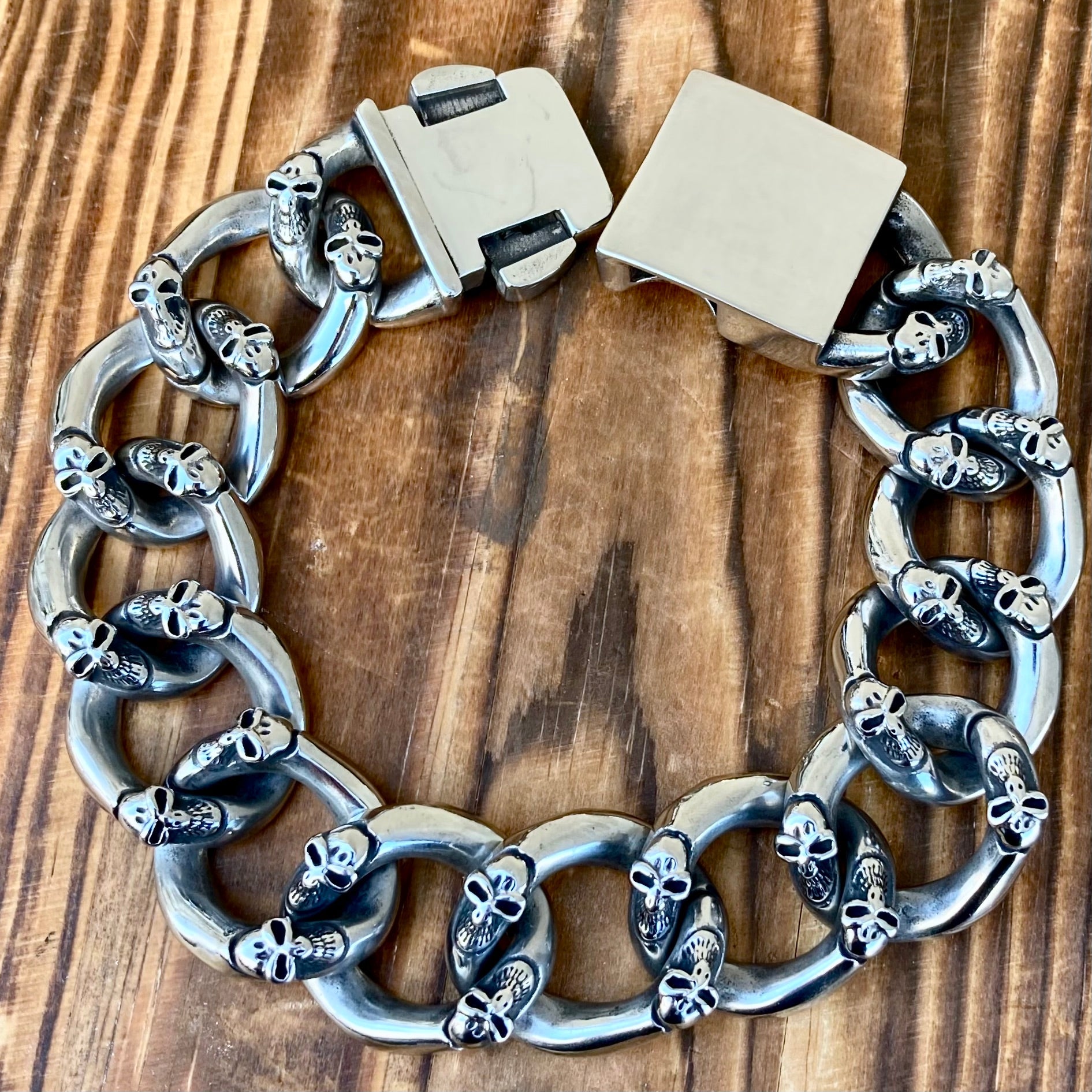 "Chain Gang" Skull Bracelet - Custom - 1" wide - B167
