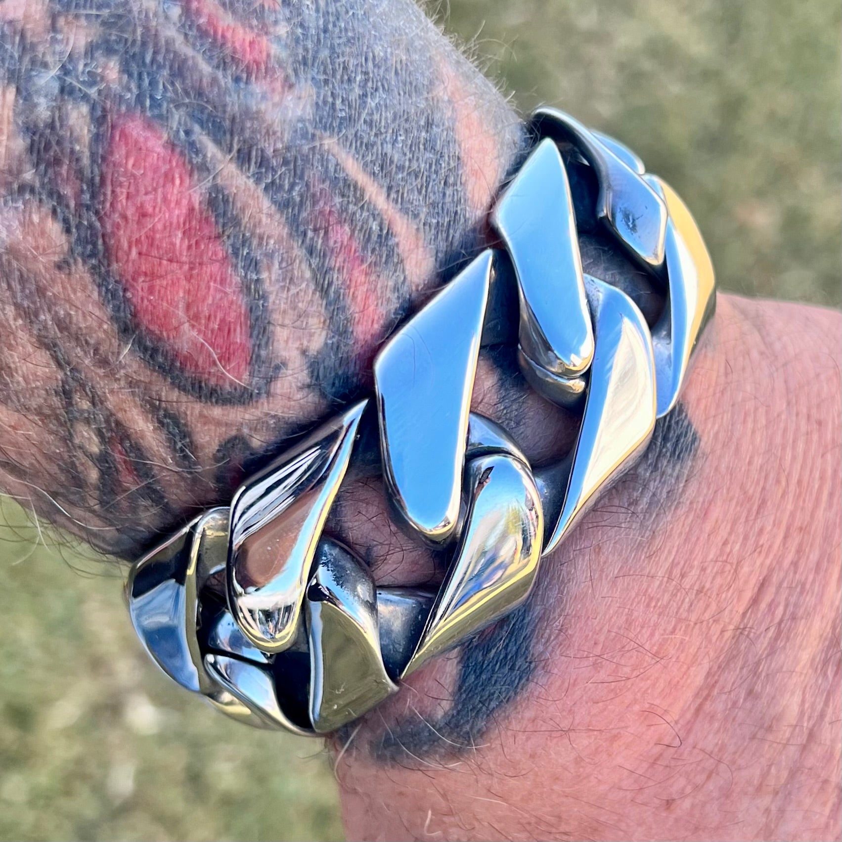 Bagger Bracelet - Silver - 1.25" Wide - The Classic - B29