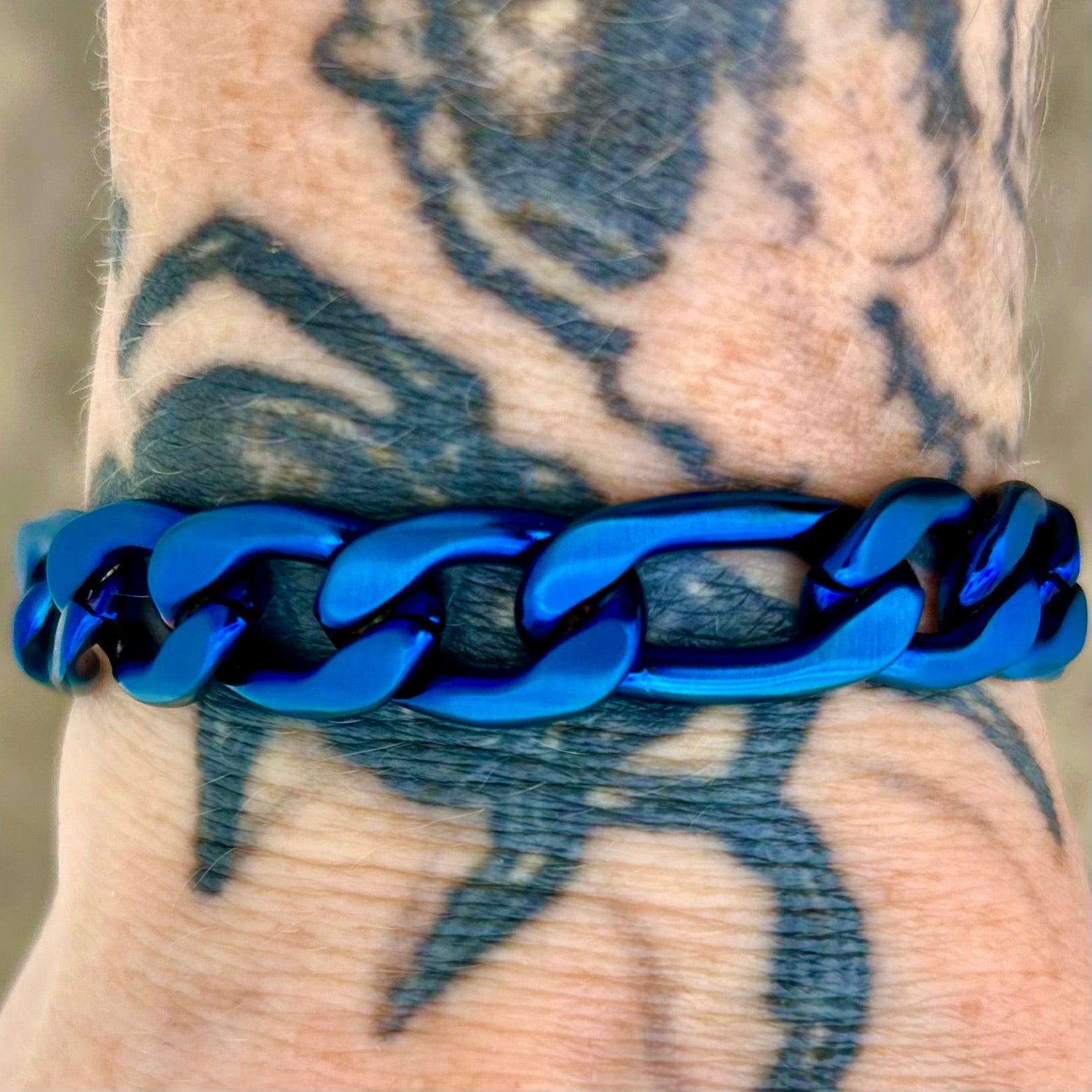 Bracelet Figaro - 1/4" Custom - Matte Blue Sicilian - FB406