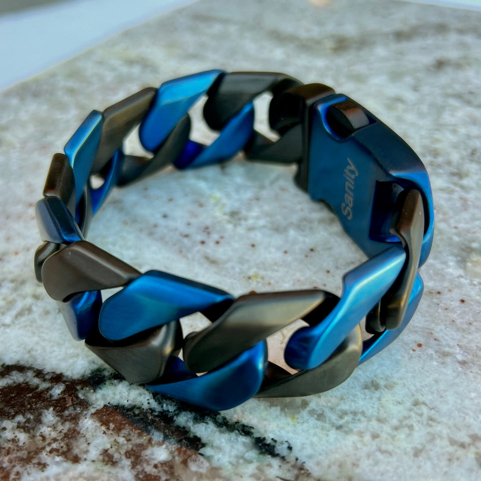 Bagger Bracelet - Blue & Black - 1" Wide - The Custom - B24