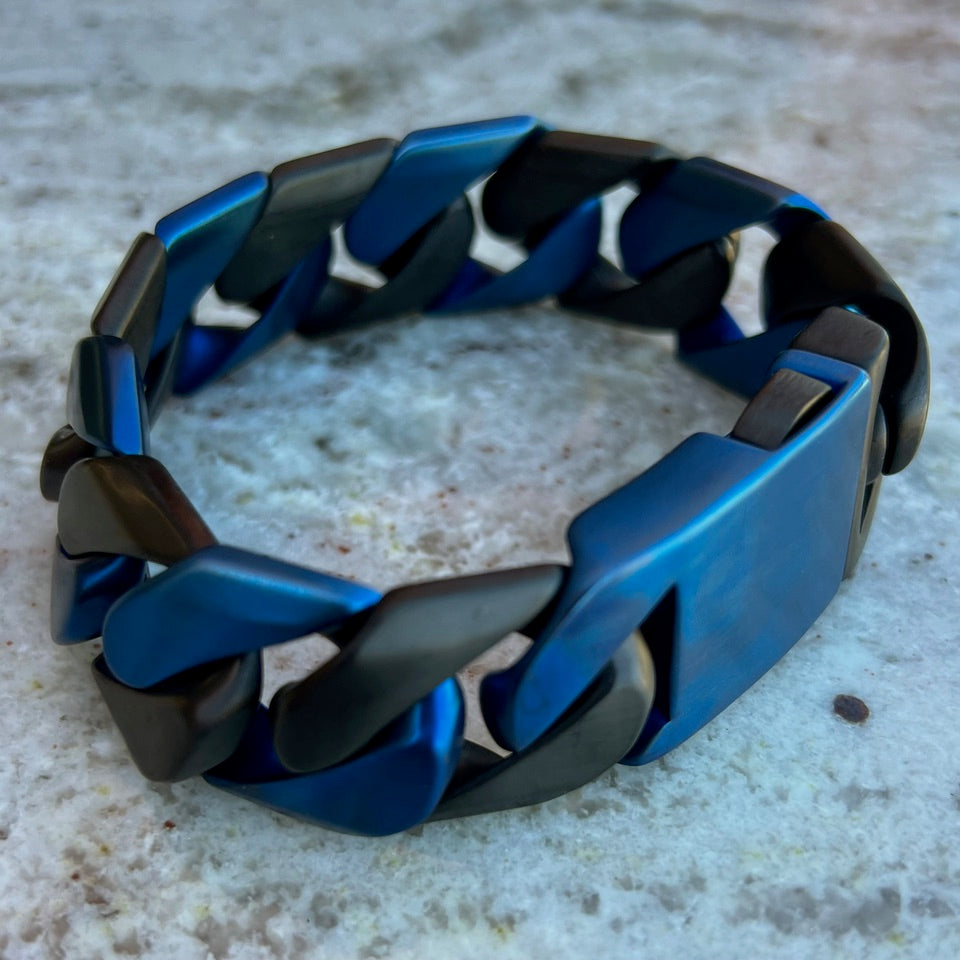 Bagger Bracelet - Blue & Black - 1" Wide - The Custom - B24