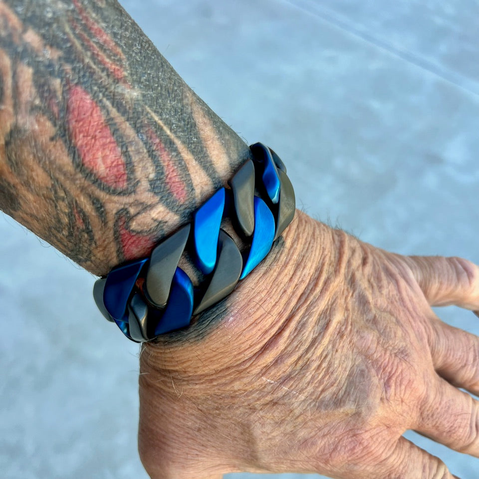 Bagger Bracelet - Blue & Black - 1" Wide - The Custom - B24