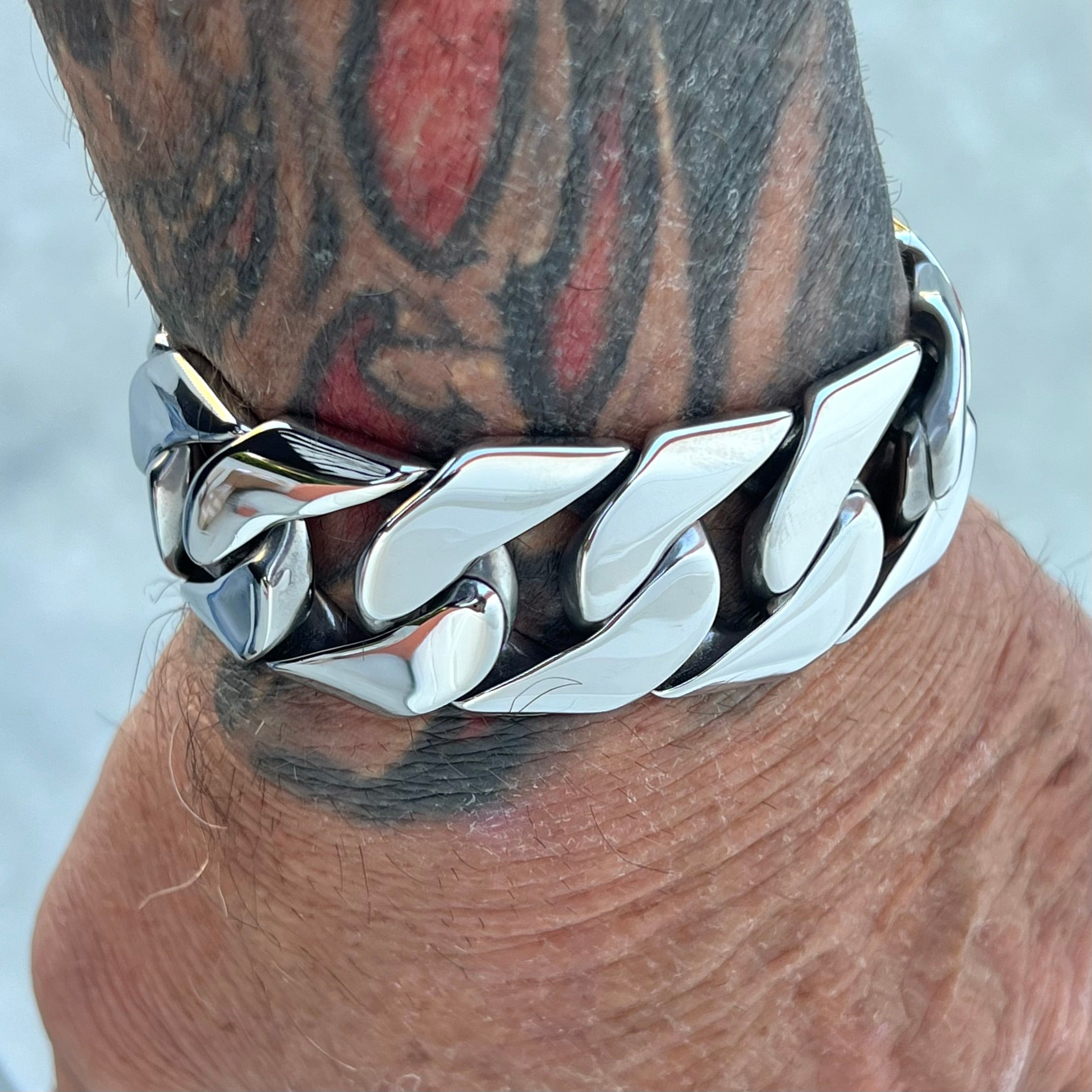 Bagger Bracelet - Silver - 1" Wide - The Custom - B22