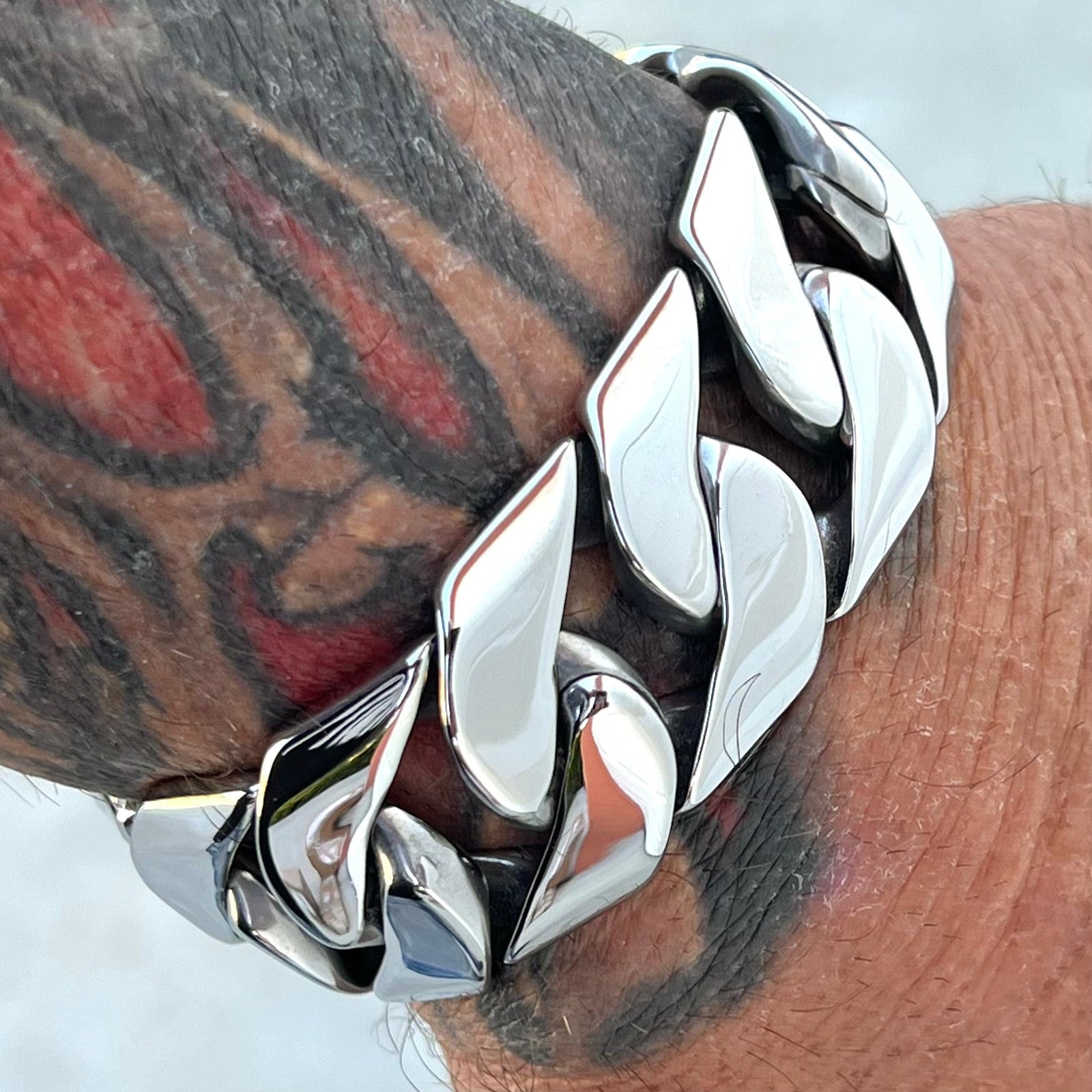 Bagger Bracelet - Silver - 1" Wide - The Custom - B22