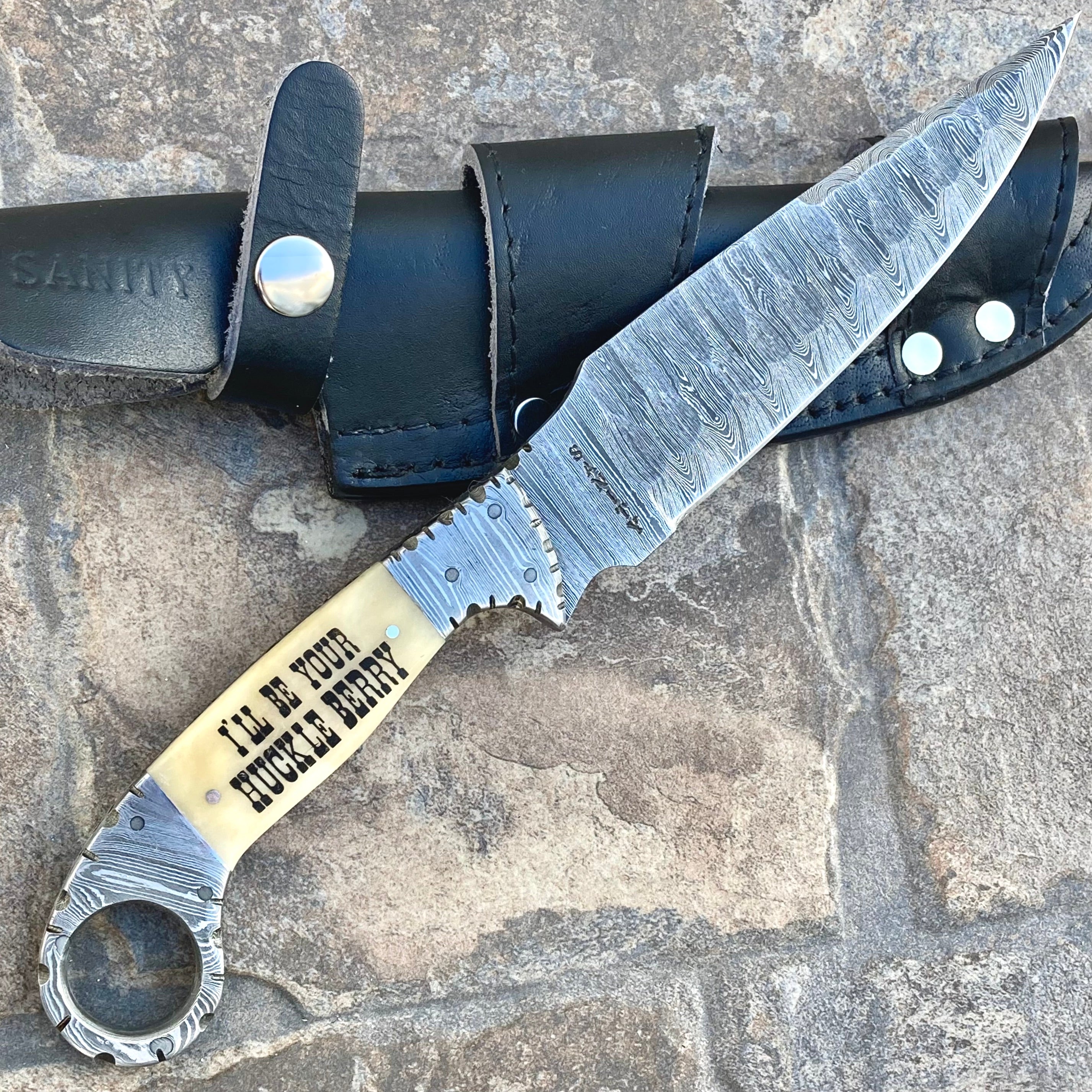 11” Al Capone - I'll Be Your Huckleberry Bone - Damascus - Horizontal