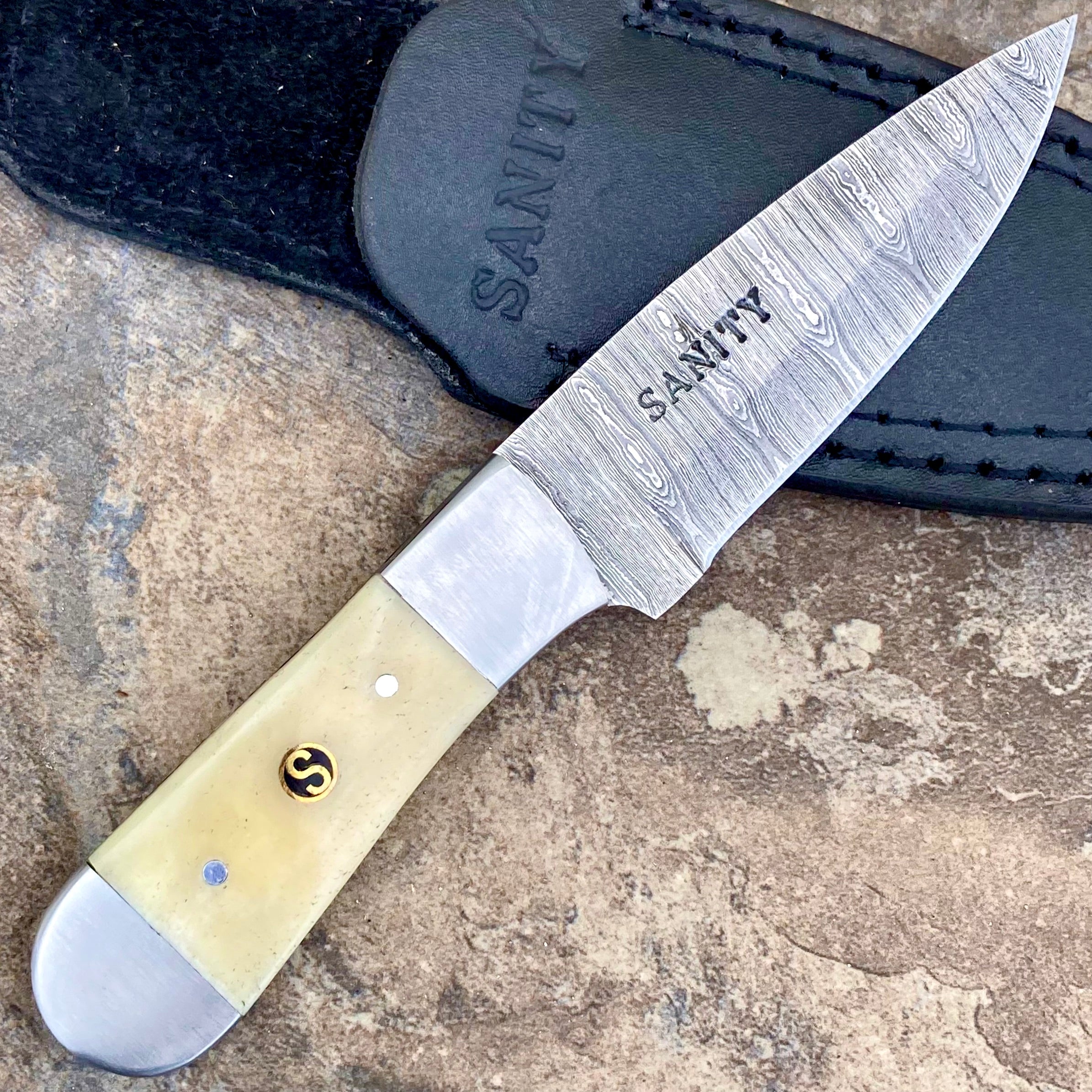Boot Sheath W/Clip - 6" Cole Younger - Drop Point - Bone - CYS01