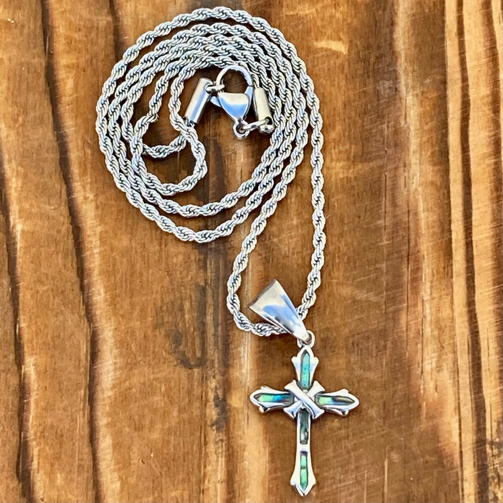 Sea Shell - Cross Mini Pendant - Rope Necklace - SK2573M