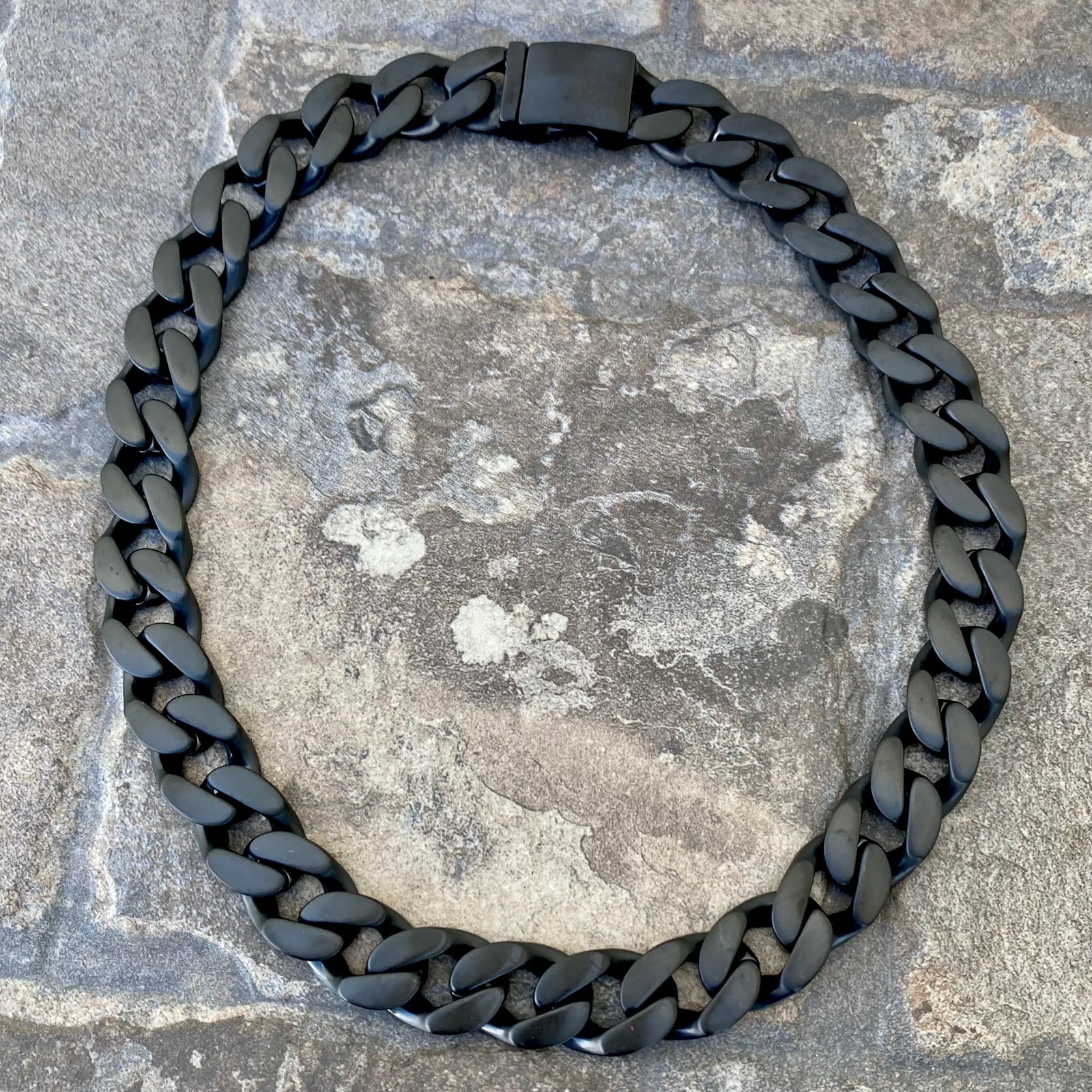 Bagger Necklace - "EASY BIKER" - Matte Black - 3/4 Inch wide #1125N(Br