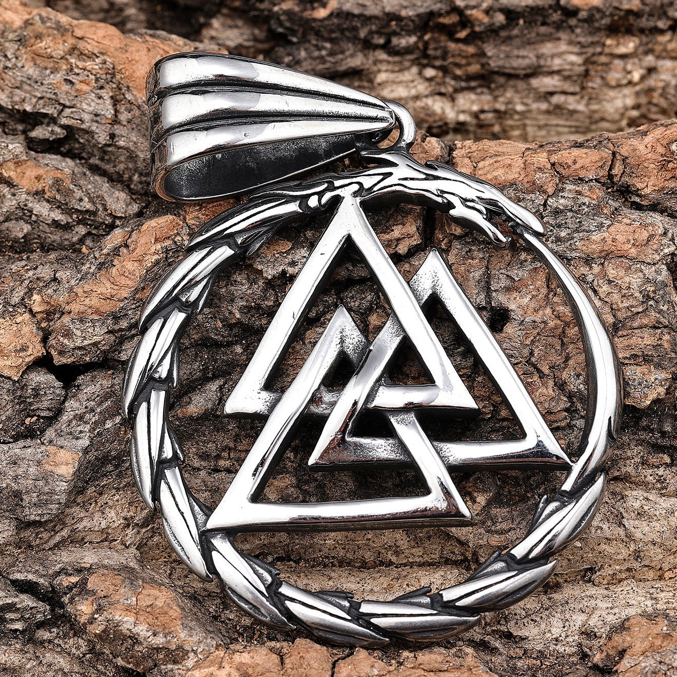 Viking - Valknut W/Small Dragon - Pendant Only - SLC795 CLEARANCE