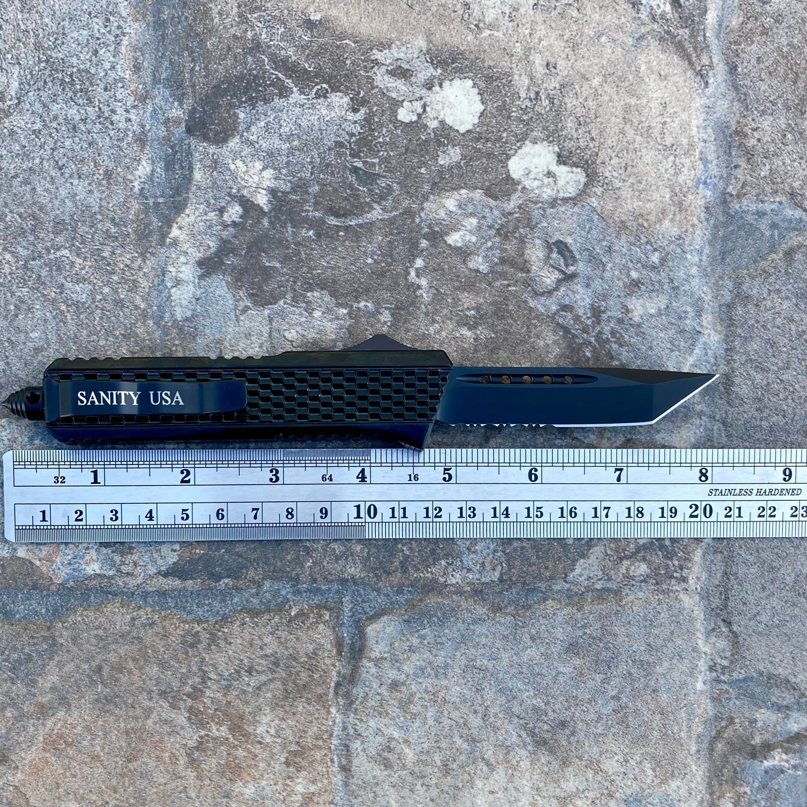 8" Frank Nitti Medium - "Chicago Series" - Tanto Serrated Black - MBLK