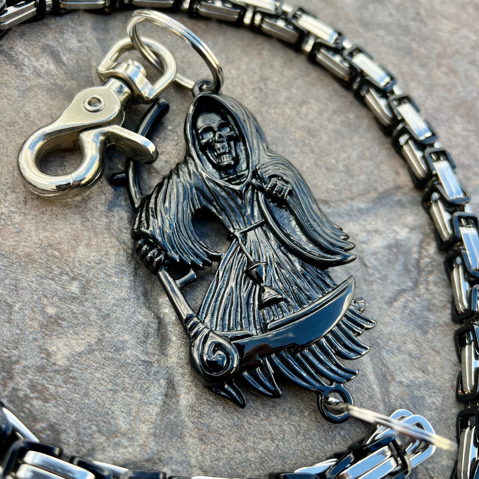 Black Grim Reaper Wallet Chain - Black & Silver Daytona Heritage - WC1