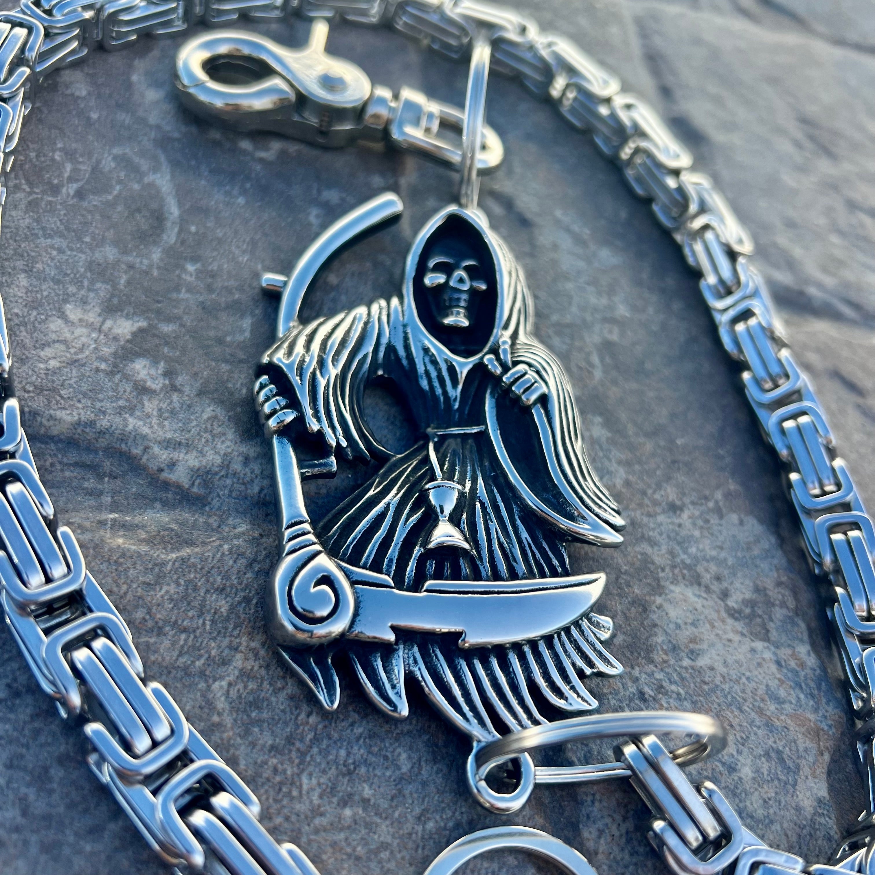Silver Grim Reaper Wallet Chain - Silver Daytona Heritage - WC18HR