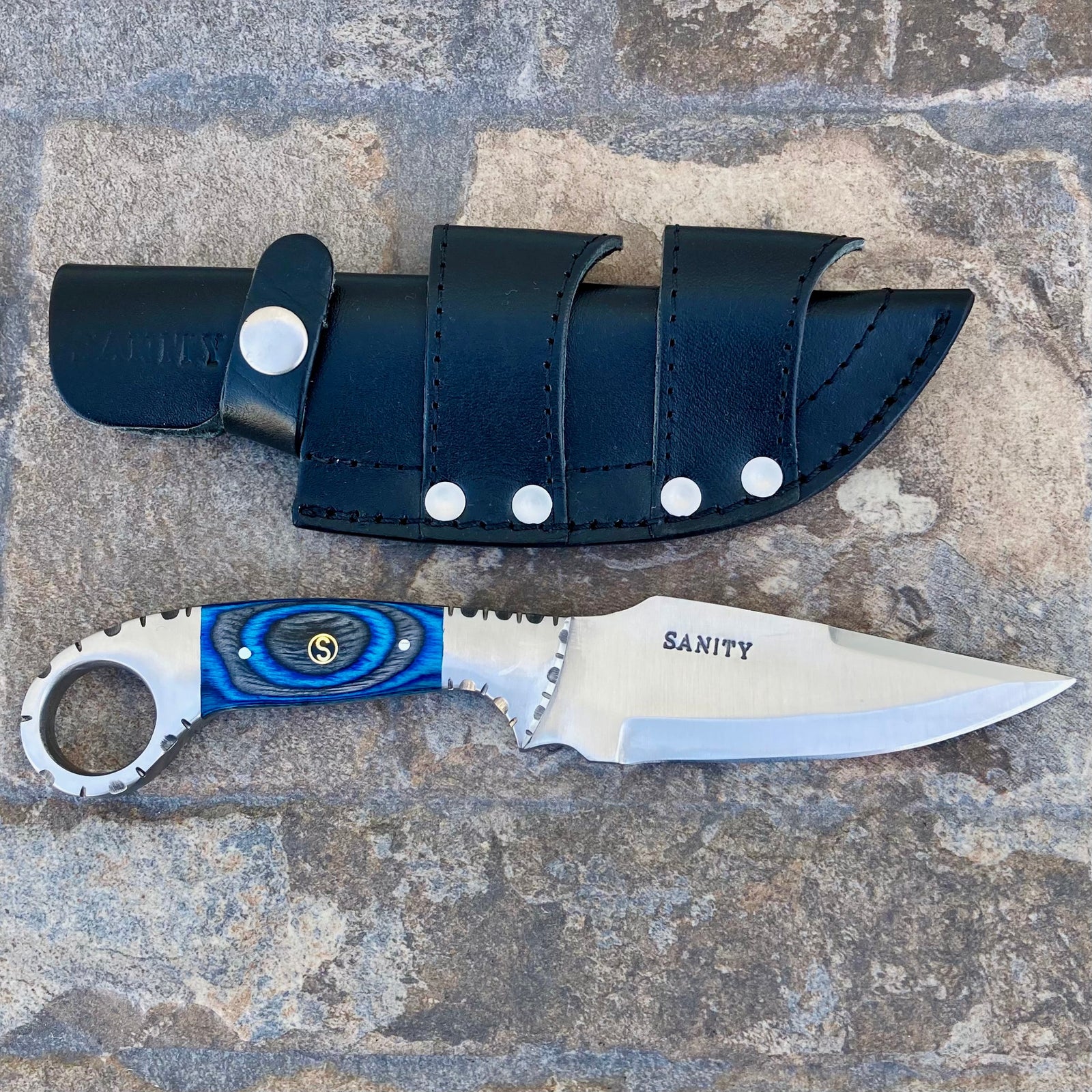 9” Al Capone - Blue & Black Wood - D2 Steel - Horizontal & Vertical Ca