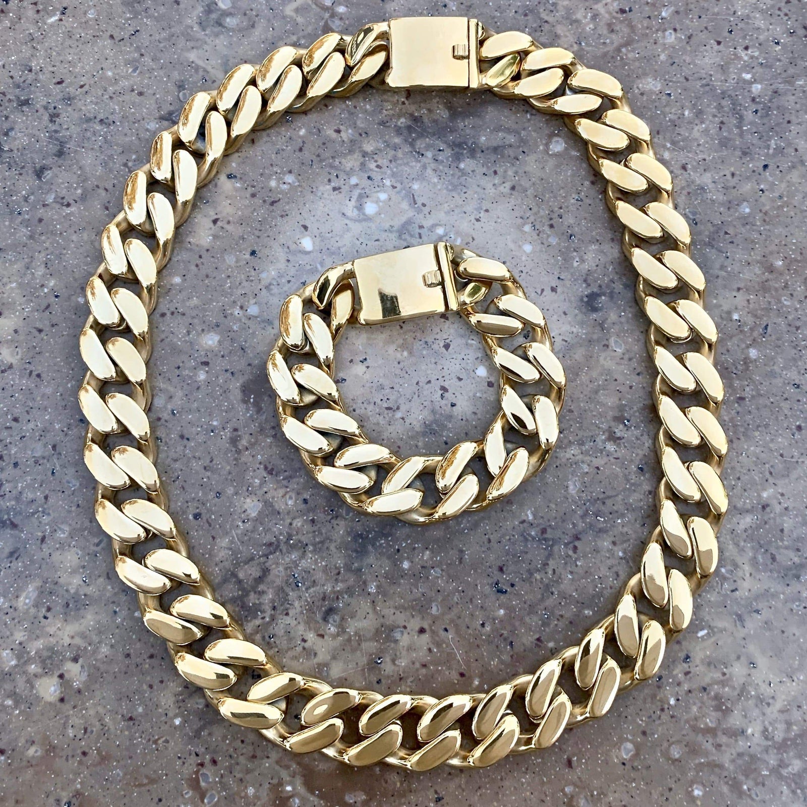 Bagger Necklace - "EASY BIKER" - Gold - 3/4" wide #1126N (Bracelet not