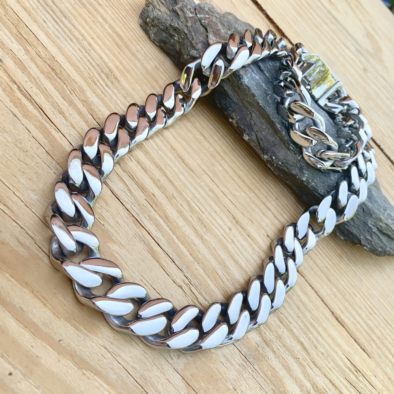 Bagger Necklace - "EASY BIKER" - Polished - 3/4 Inch wide #1123N (Brac