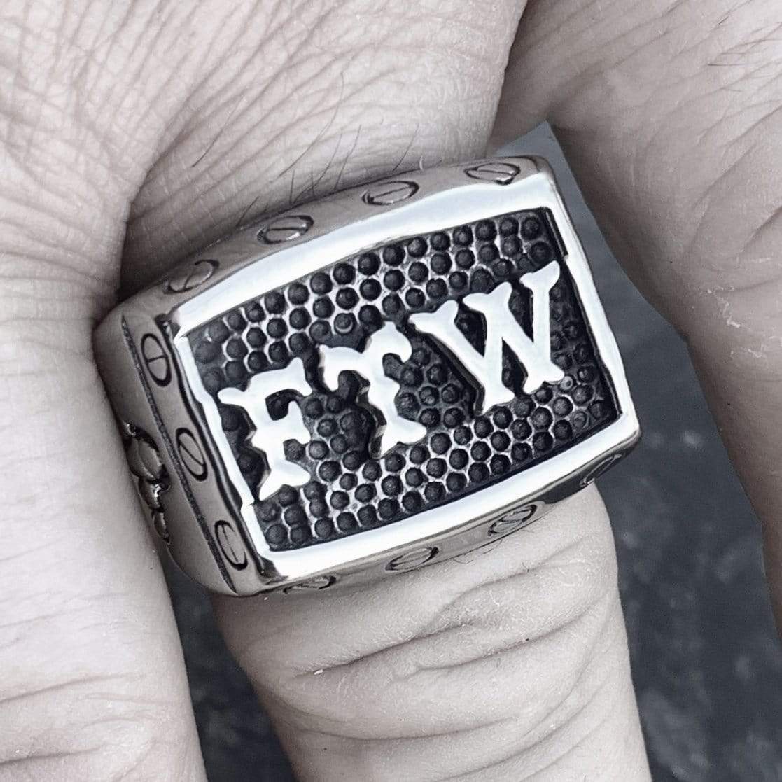 Skull Ring | FTW & Middle Finger Ring with Screws | Sanity Jewelry