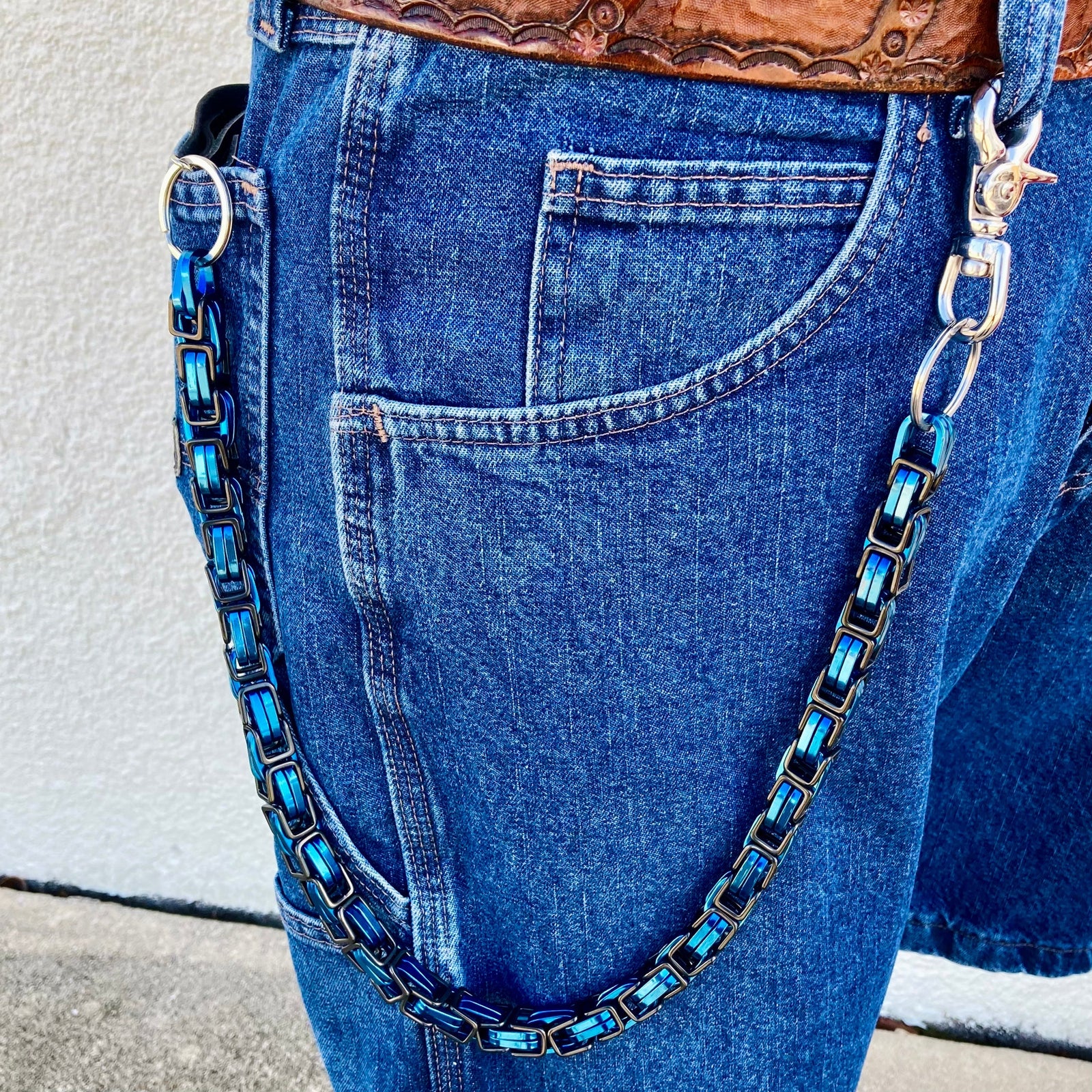 Daytona - Blue & Black - Wallet Chain CVO - 1 inch wide